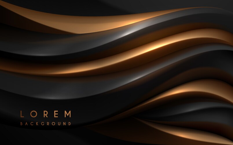 Abstract black and gold swirl lines background Vector Image