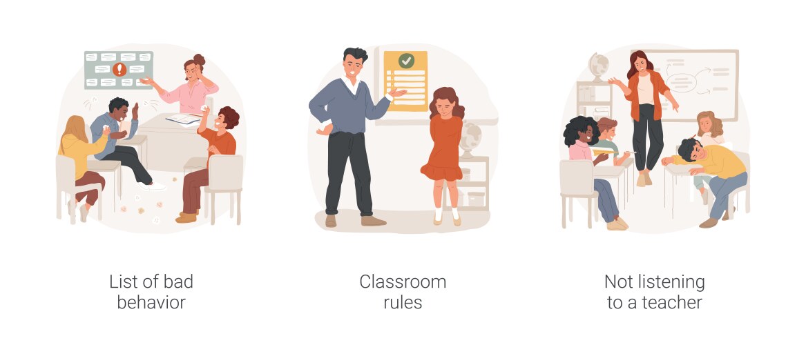 Classroom rules isolated cartoon Royalty Free Vector Image