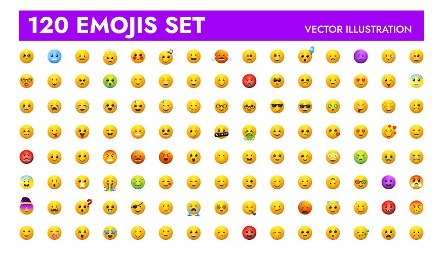 Emoji big set high quality emoticons isolated Vector Image