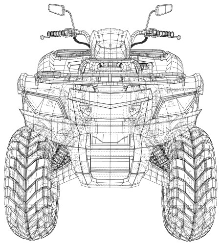 Front view 3d sketch quad Royalty Free Vector Image