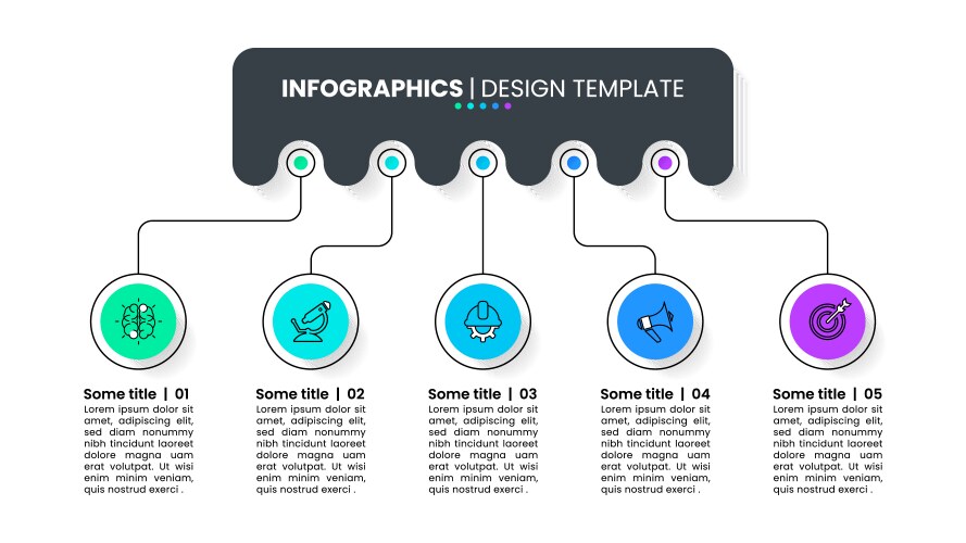 Infographic template 5 connected squares Vector Image