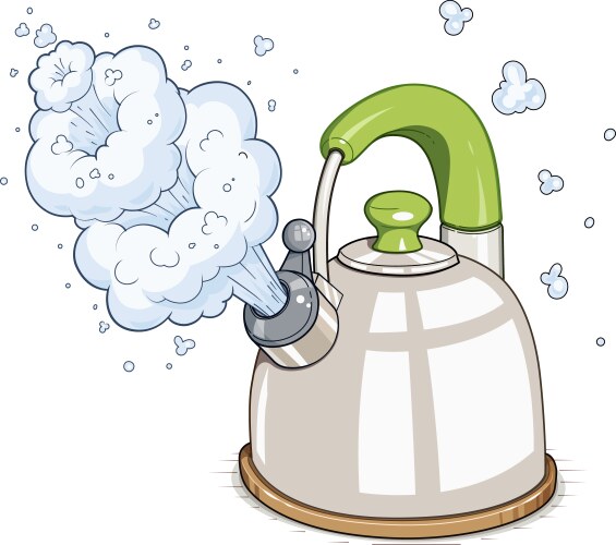 Boiling water in aluminium kettle on gas flame Vector Image