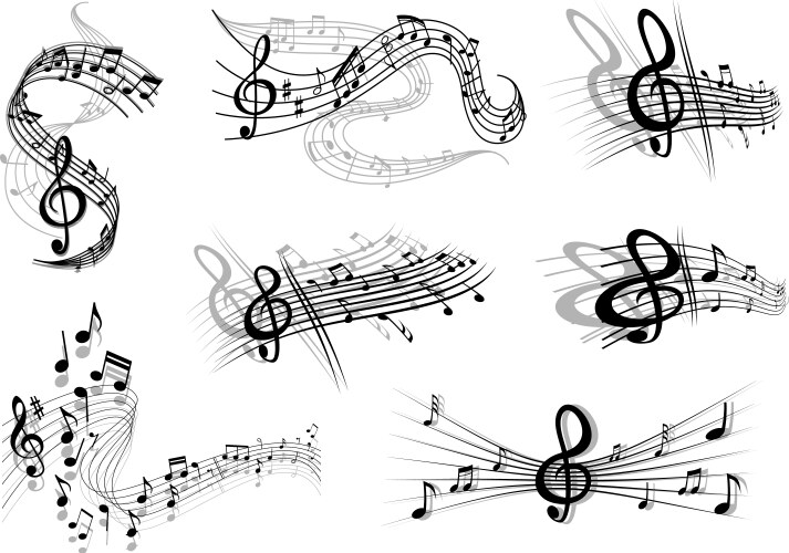 Music notes flowing musical note key composition Vector Image