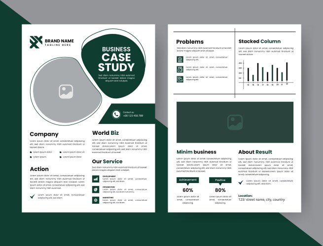 Business case study layout flyer Royalty Free Vector Image