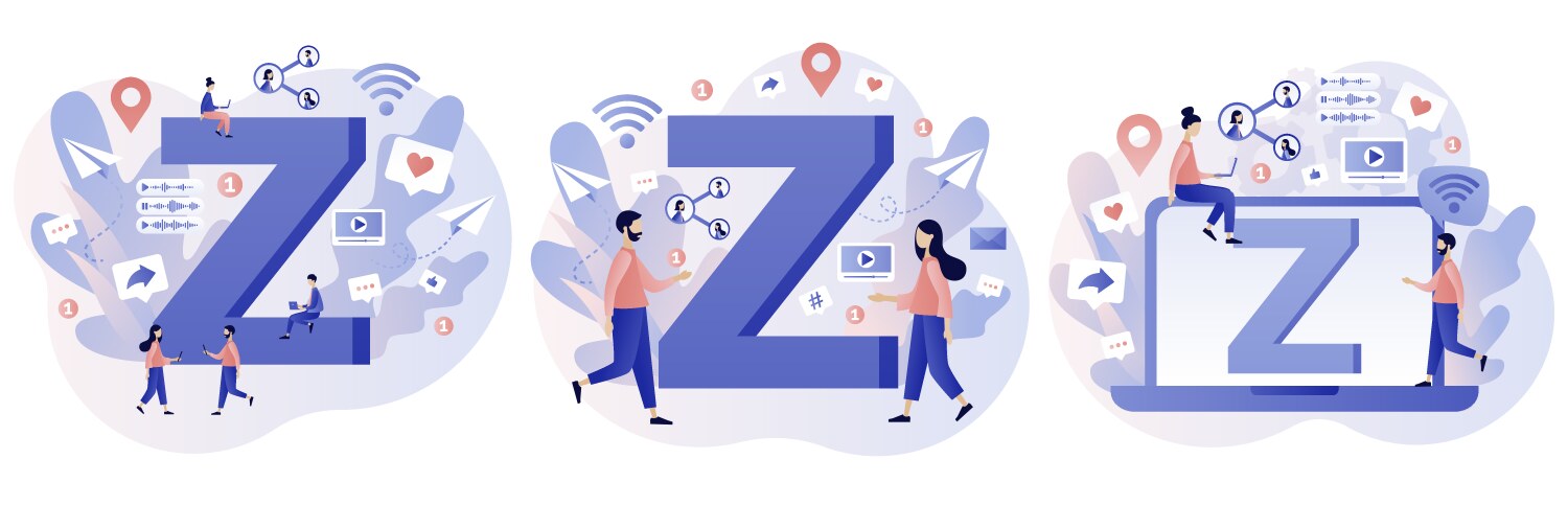 Generation z flat virtual Royalty Free Vector Image