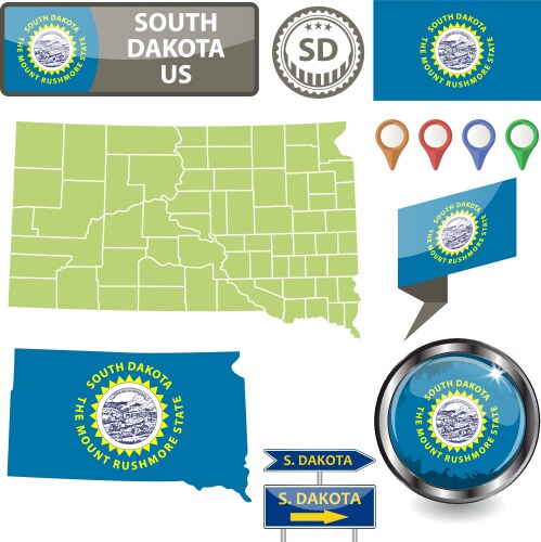 Map of south dakota Royalty Free Vector Image - VectorStock