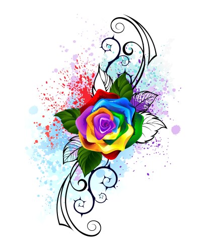 Dagger knife and rose flowers drawn in tattoo Vector Image