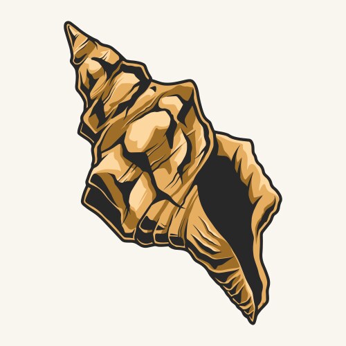 Colorful spiral conch sea shell isolated sketch Vector Image