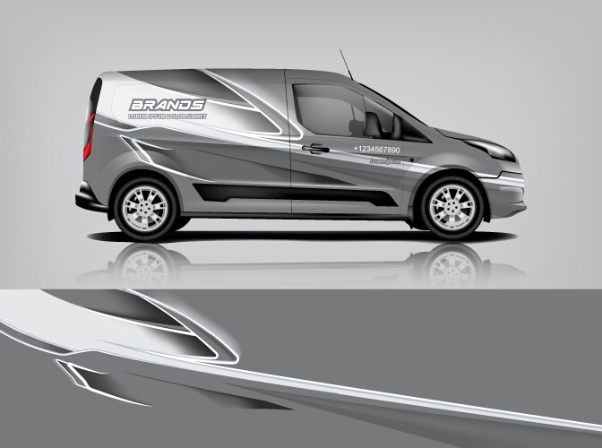Van wrap design template with wave shapes decal Vector Image