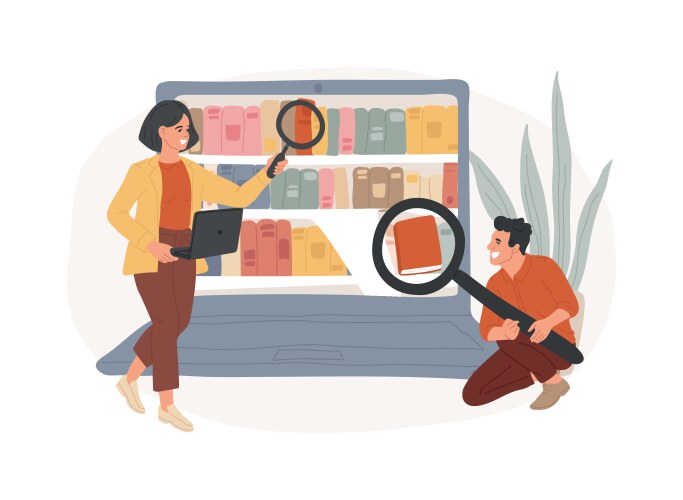 Study in a library isolated cartoon Royalty Free Vector