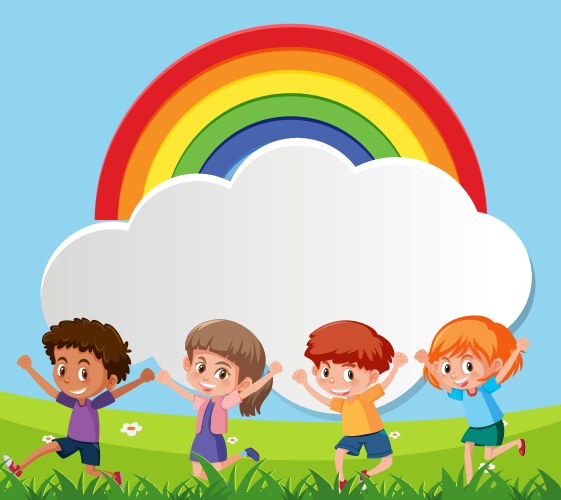 Border template with kids playing Royalty Free Vector Image