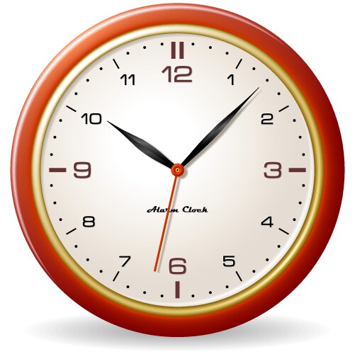 Red round wall clock Royalty Free Vector Image