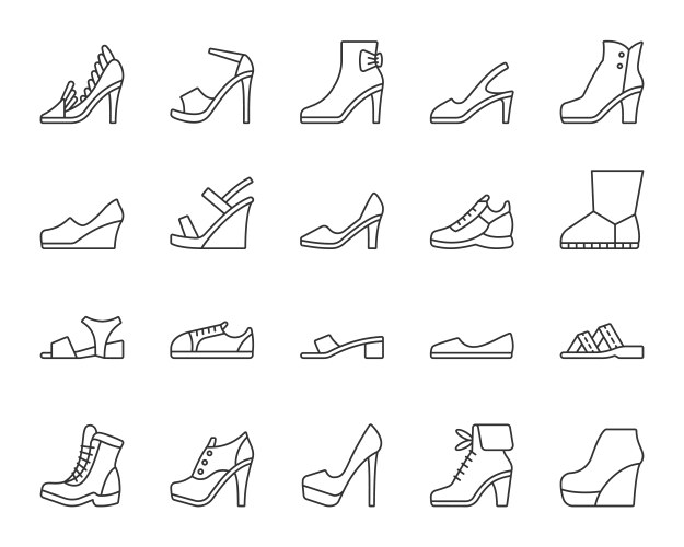 Simple Shoe Line Icons Royalty Free Vector Image