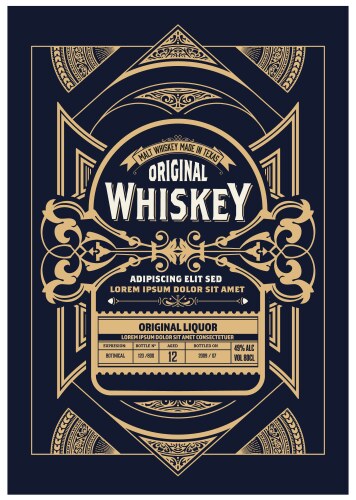 Complete vintage label with gin liquor design Vector Image