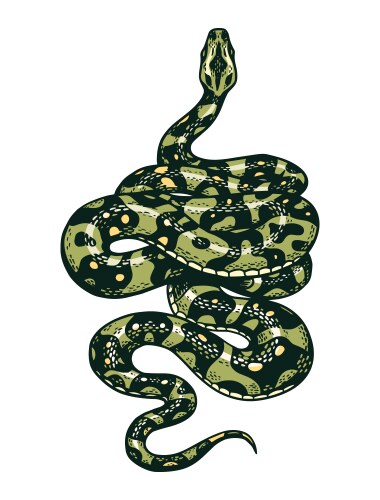 Python in vintage style on a black background Vector Image