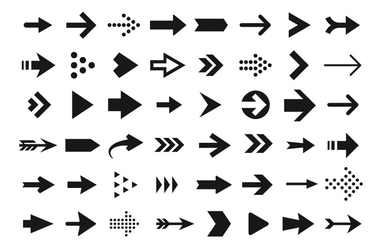 Arrow web icons isolated cursor arrows download Vector Image