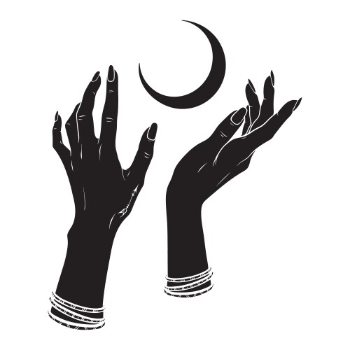 Hand drawn set of female witches hands Royalty Free Vector
