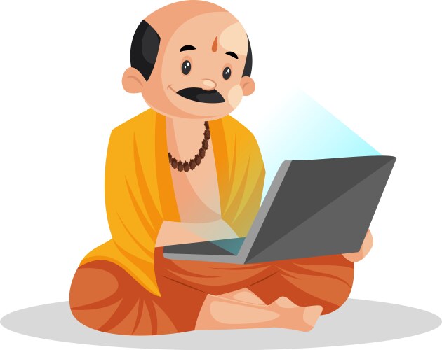 Indian pandit cartoon Royalty Free Vector Image