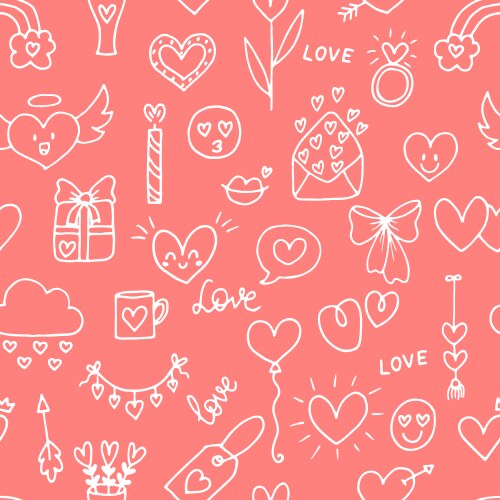 Hand drawn romantic seamless pattern lovely Vector Image