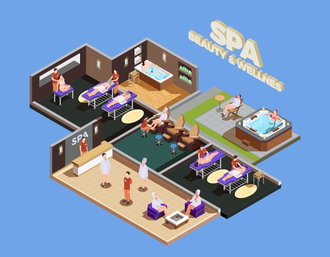 Spa salon isometric flowchart Royalty Free Vector Image