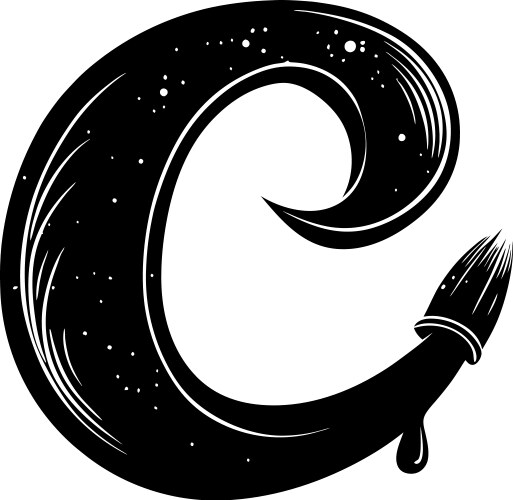 Stylized letter c black and white calligraphic Vector Image