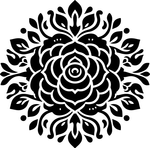 A simple rose mandala design silhouette Royalty Free Vector