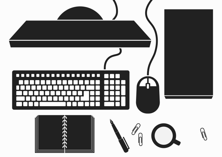 Modern monitor with keyboard and computer mouse Vector Image