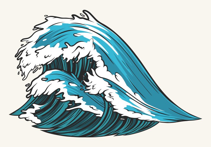 Sea wave seamless border cartoon ocean storm Vector Image