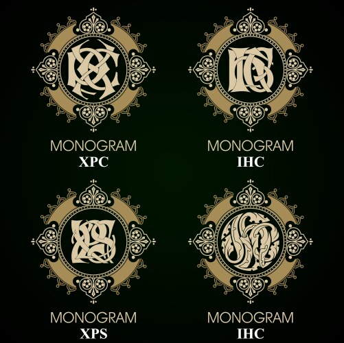 Vintage monograms - 4 sets series Royalty Free Vector Image