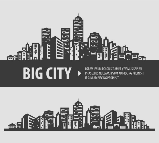 City town icons set signs and symbols Royalty Free Vector