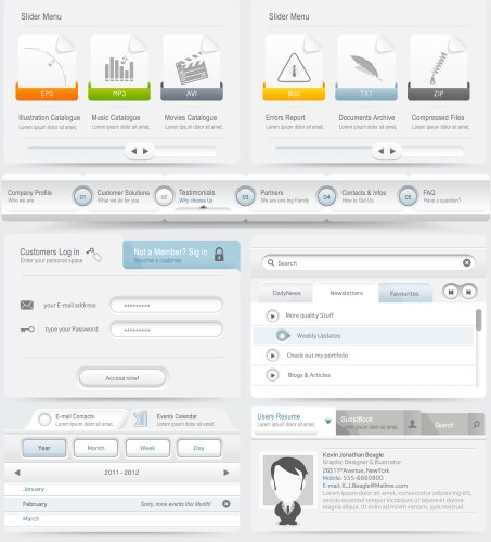 Web site navigation menu pack 3 Royalty Free Vector Image