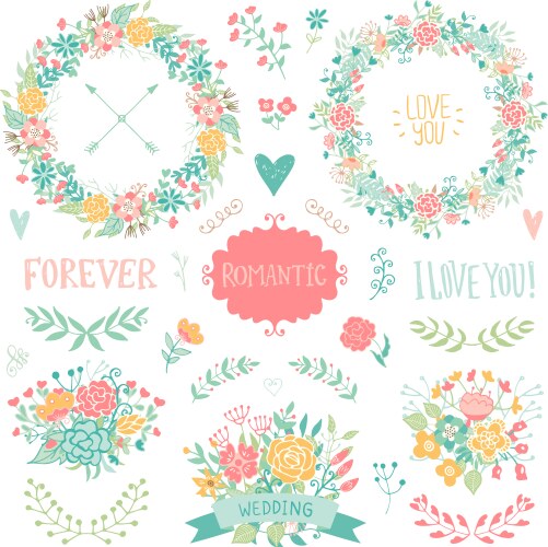 Wedding flower set Royalty Free Vector Image - VectorStock