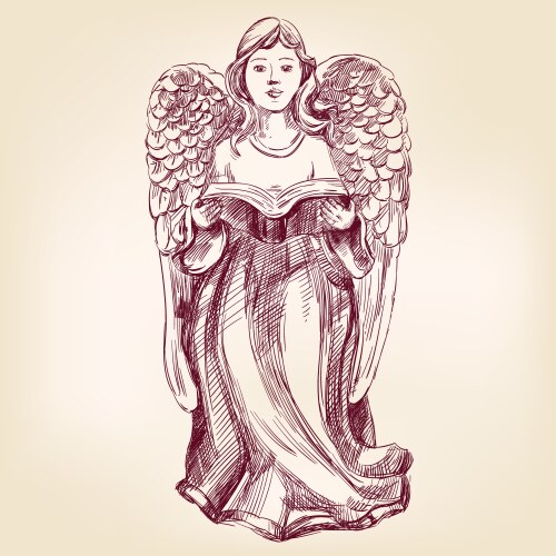 Angel wings icon sketch religious calligraphic Vector Image