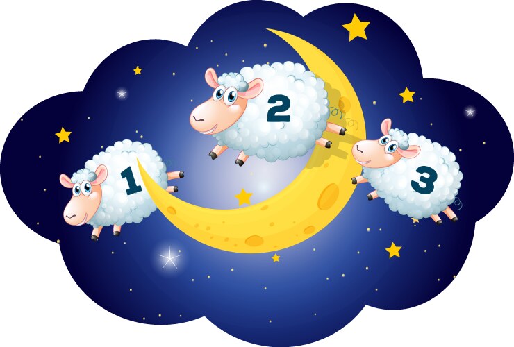 Counting sheep in night background Royalty Free Vector Image