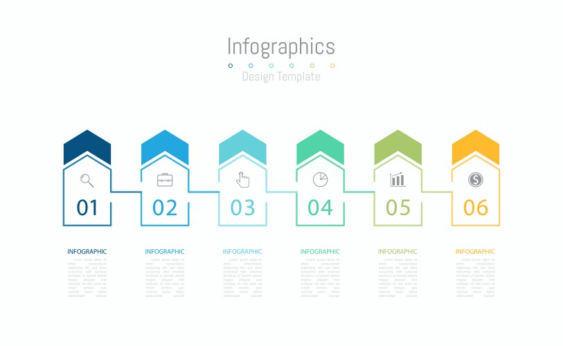 Infographic 6 options design elements Royalty Free Vector