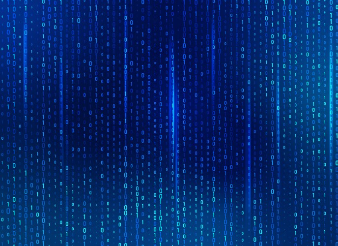 Falling random numbers blue matrix background Vector Image