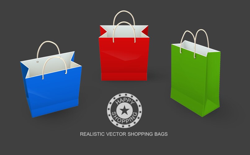 Kraft paper shopping bags isolated realistic Vector Image