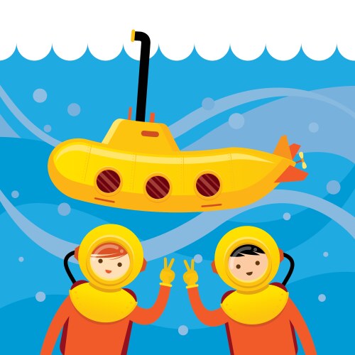 Cartoon boy diving in the sea Royalty Free Vector Image