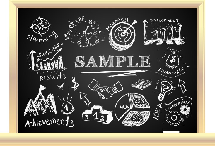 Set of calligraphic design elements on blackboard Vector Image