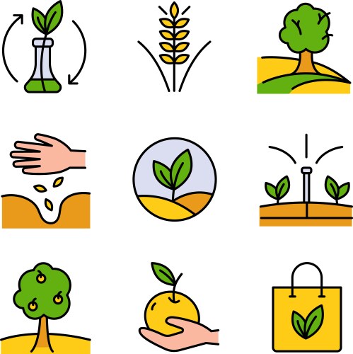 Big agriculture icons set Royalty Free Vector Image