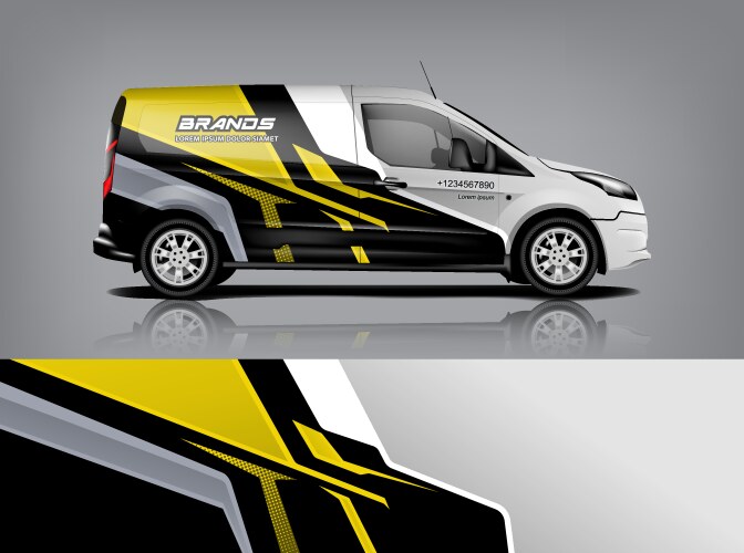 Full wrap van with vinyl sticker sample Royalty Free Vector