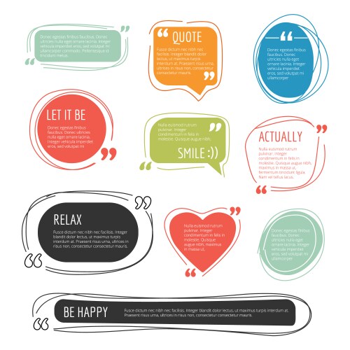 Text quotes box set texting quote sentence Vector Image