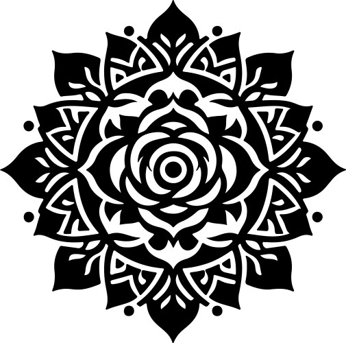 A simple rose mandala design silhouette Royalty Free Vector