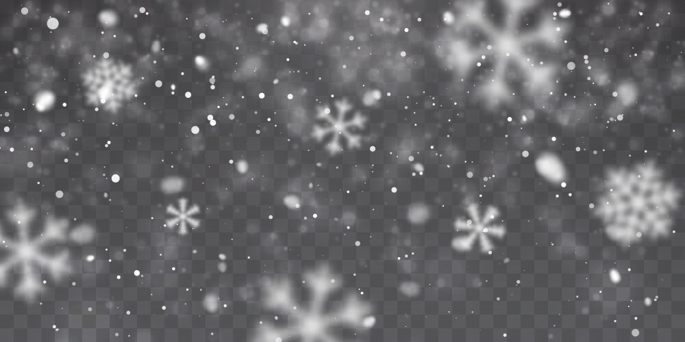 White falling shiny snow and stars Royalty Free Vector Image