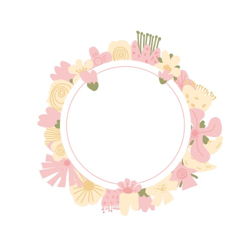 Spring flowers round frame floral wreath isolated Vector Image