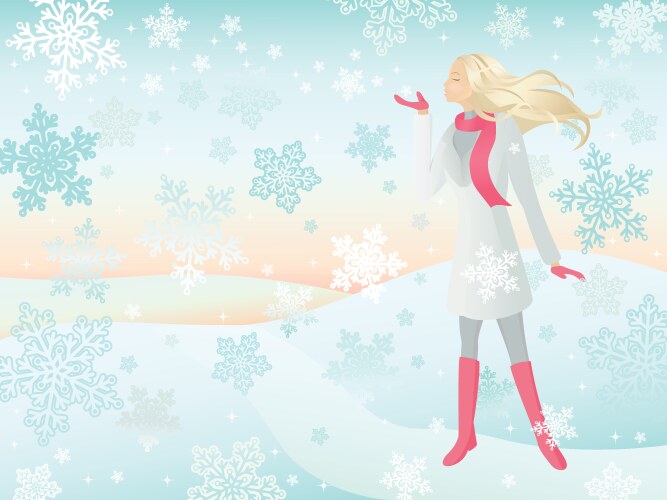 Cute girl pulling sleigh with christmas gift boxes