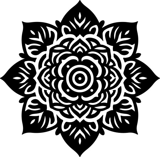 A simple rose mandala design silhouette Royalty Free Vector