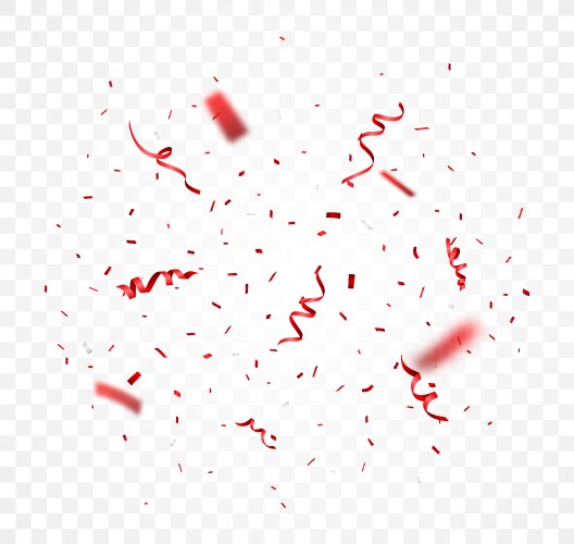 Red confetti isolated on transparent background Vector Image