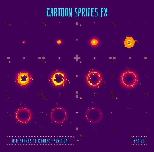Animation frames or muzzle flash sprites Vector Image