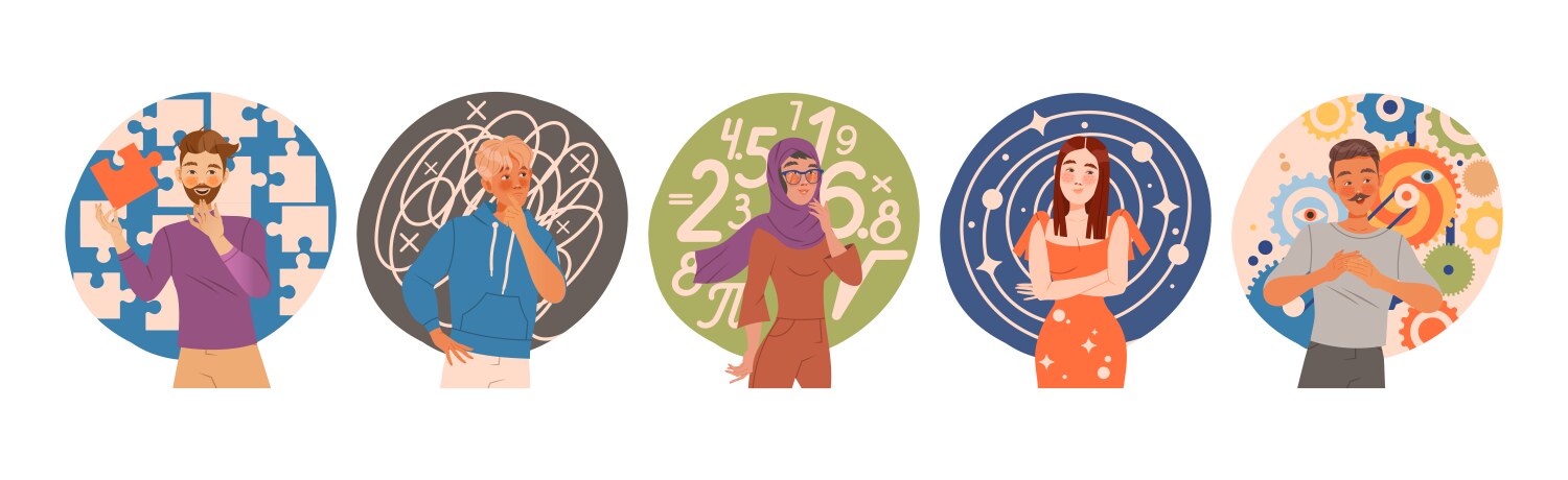 Mindset types with man character have different Vector Image